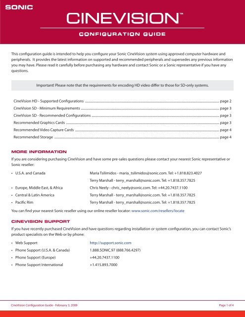 Sonic CineVision Configuration Guide - Rovi