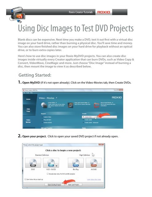 Using Disc Images to Test DVD Projects - Roxio