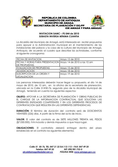 INVITACION SAMC - PS 036 - Amagá