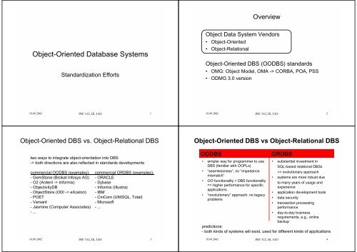 Object Oriented Database Systems Ifi 