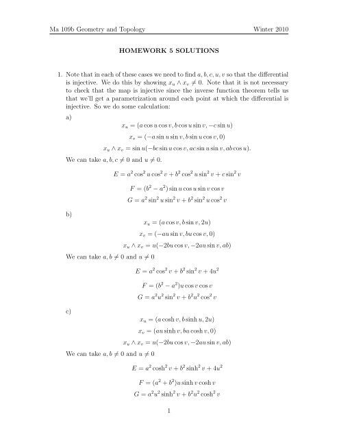 Solutions To Homework 5