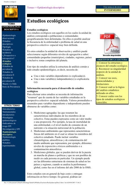 Estudios ecológicos
