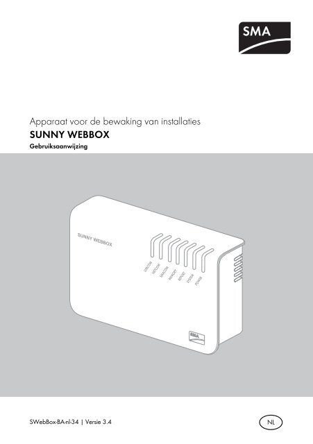 SUNNY WEBBOX - Gebruiksaanwijzing - SMA Solar Technology AG