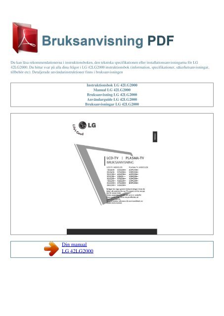 Instruktionsbok LG 42LG2000 - BRUKSANVISNING PDF