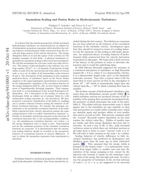 Anomalous Scaling and Fusion Rules in Hydrodynamic Turbulence