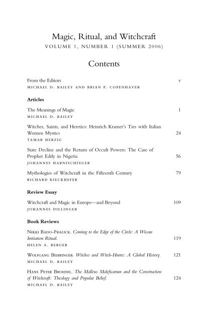 Summer 2006 - Magic, Ritual, and Witchcraft