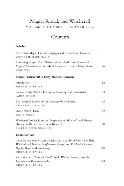 Summer 2009 - Magic, Ritual, and Witchcraft