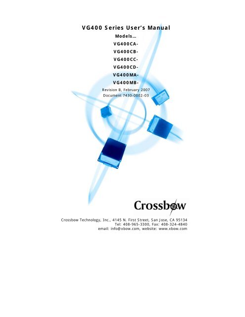 VG400 Series User's Manual - Crossbow Technology