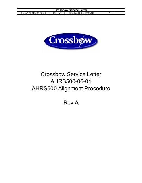 AHRS500 Alignment Procedure - Crossbow Technology