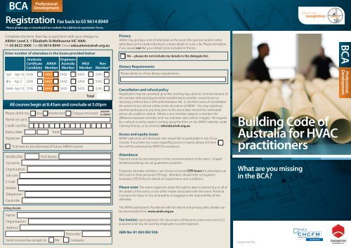 Building Code of Australia for HVAC practitioners - Airah