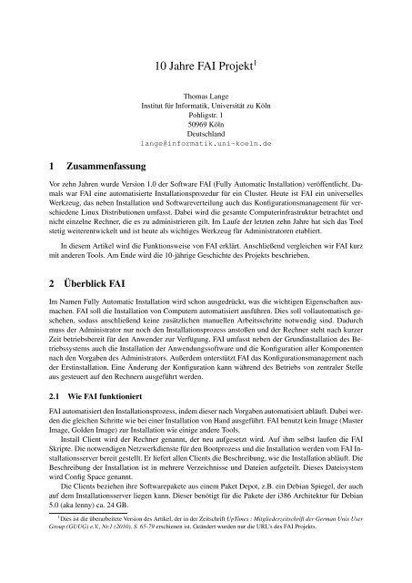 10 Jahre FAI Projekt