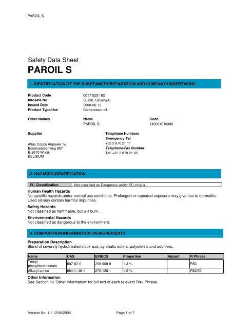 PAROIL S - Atlas Copco