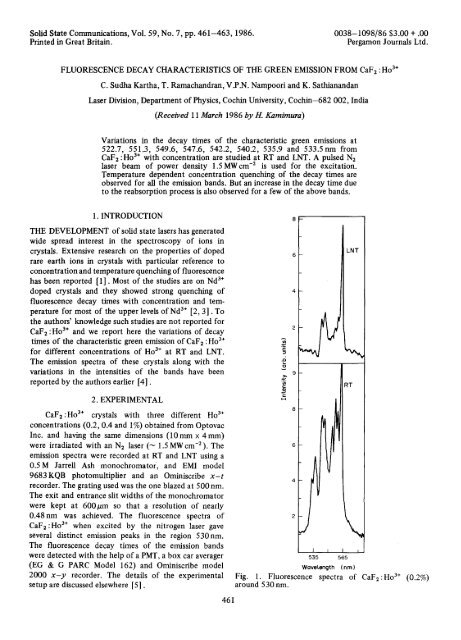 Fluorescence decay characteristics of the green emission from CaF2 ...