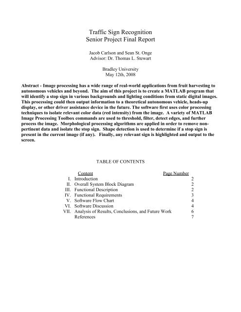 Traffic Sign Recognition Senior Project Final Report