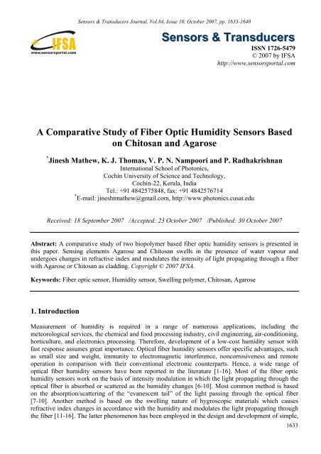 A Comparative Study of Fiber Optic Humidity Sensors Based on ...