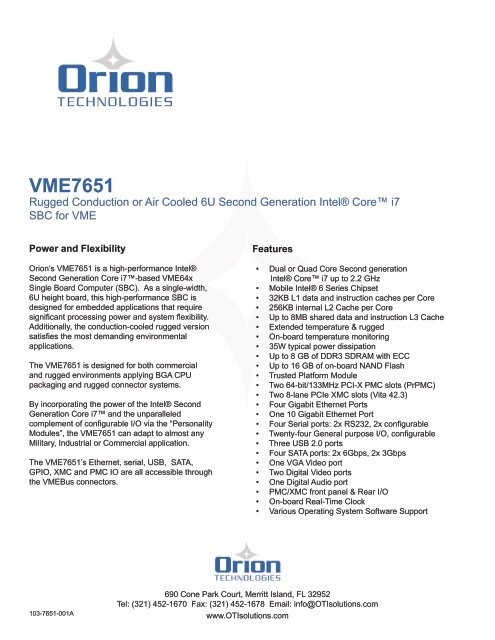 VME7651 - Orion Technologies, Inc.