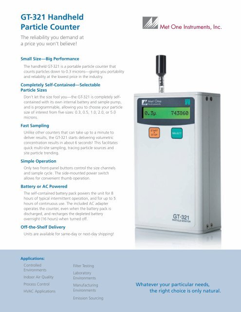 GT-321 Handheld Particle Counter - Met One Instruments