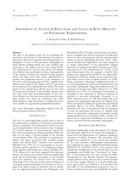 assessment of alveolar bone loss and angular bony defects on ...