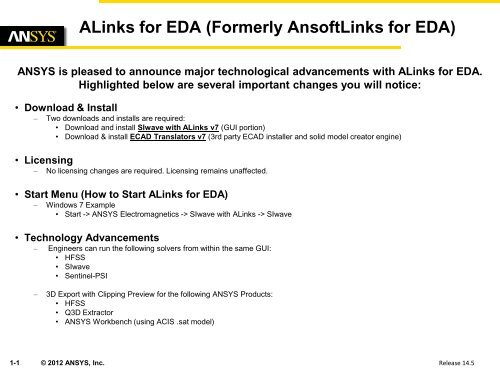 Welcome to ALinks for EDA - Ansys