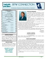 BPW CONNECTION BPW CONNECTION - Bpwcentralia.org