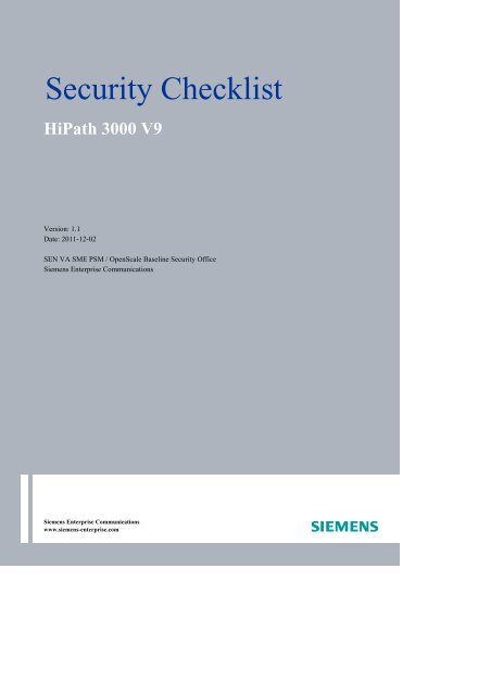 Security Checklist - Nimans