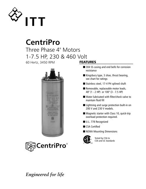 4 in 3-Phase CentriPro Submersible Motor And Motors