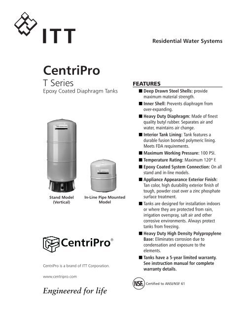T Series Pressure Tank – Product Brochure