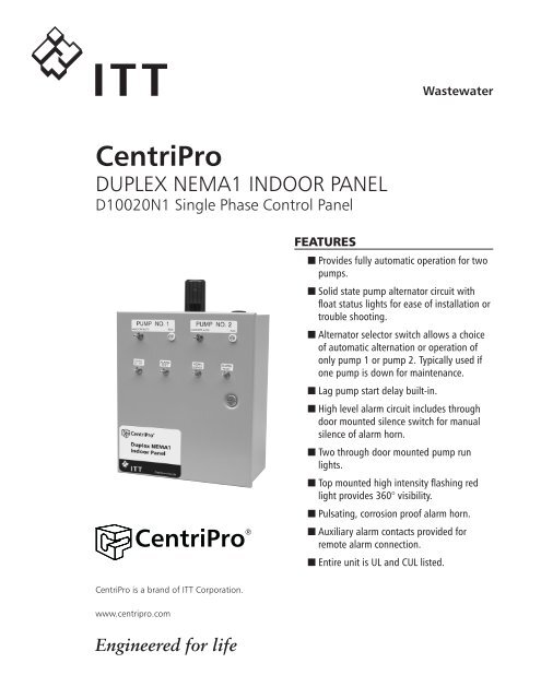 Duplex Control Panel (Single-Phase With NEMA 1 Enclosure)