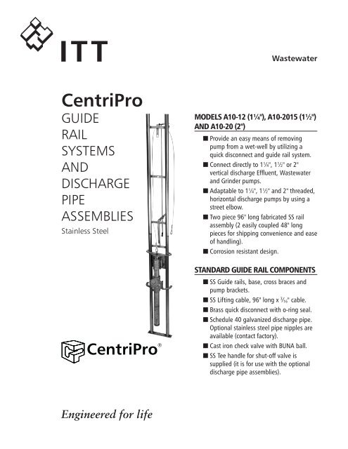 1.25 & 2 Sewage SS Pump Guide Rail Systems