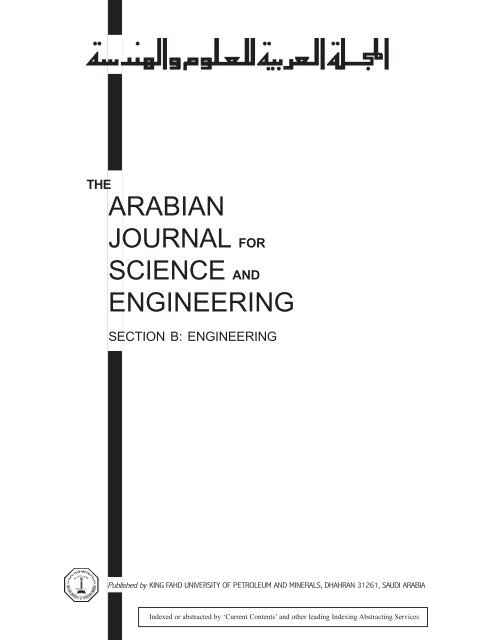 Front Matter - Arabian Journal for Science and Engineering - King ... Front Matter - Arabian Journal for Science and Engineering - King ...