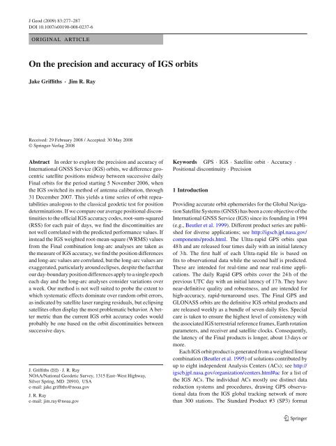 On the precision and accuracy of IGS orbits - National Geodetic ...