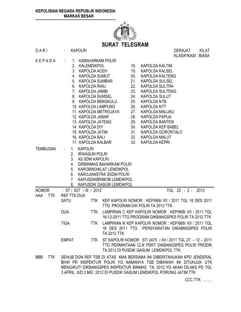 SURAT TELEGRAM - Humas Polri
