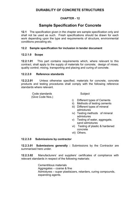 Sample Specification For Concrete - rdso