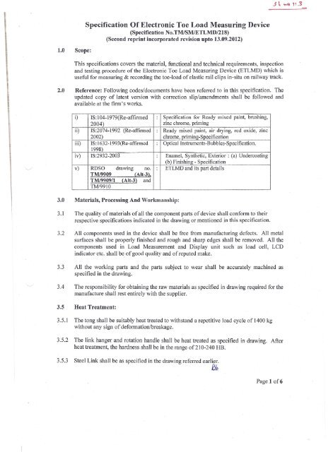 Specification Of Electronic Toe Load Measuring Device