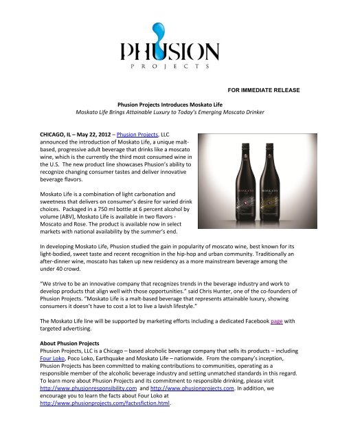 Phusion Projects Introduces Moskato Life Moskato Life Brings ...