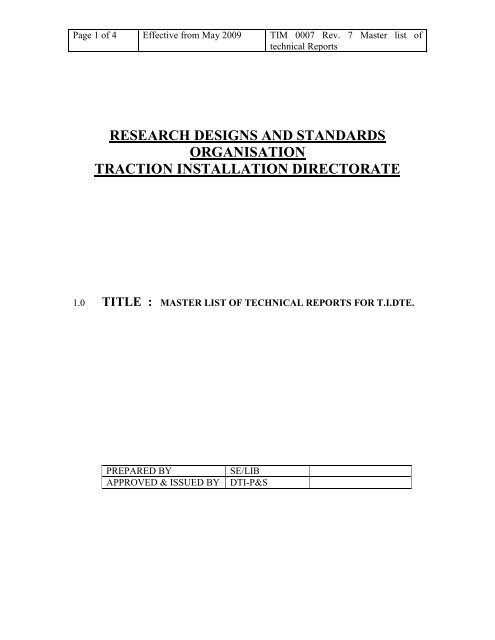 research designs and standards organisation traction installation ...