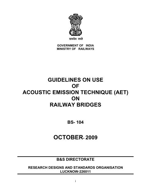 Guidelines on use OF ACOUSTIC EMISSION TECHNIQUE (AET ...