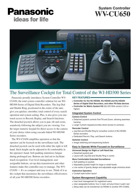 System Controller WV-CU650 - Panasonic Business