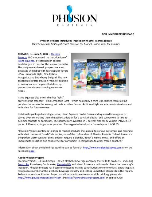 Phusion Projects Introduces Tropical Drink Line, Island Squeeze ...