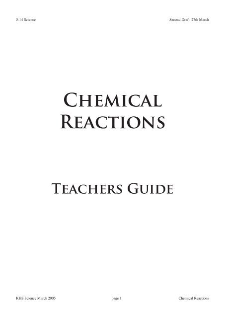 Chemical Reactions 1 - Chemistry Teaching Resources