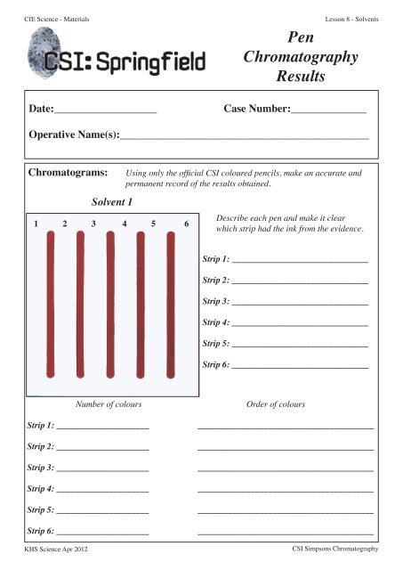 CSI Chromatography Report.pdf - Chemistry Teaching Resources