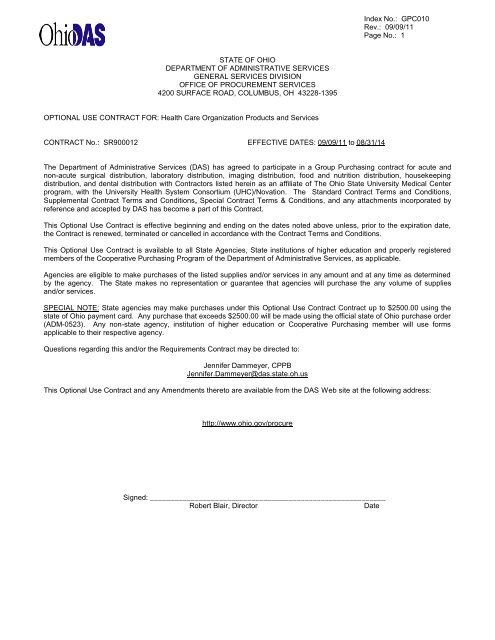 View REVISED CONTRACT - State Procurement - State of Ohio