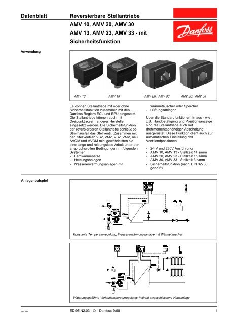 Datenblatt Reversierbare Stellantriebe AMV 10, AMV 20 ... - Danfoss