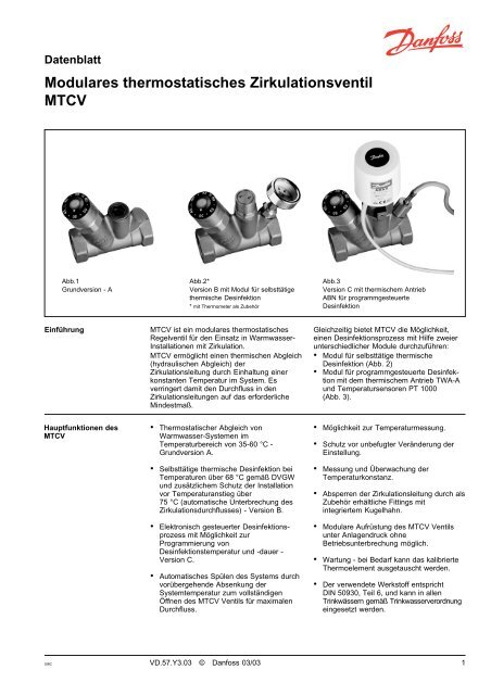 Modulares thermostatisches Zirkulationsventil MTCV - Danfoss
