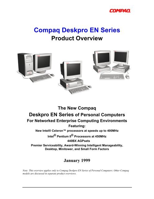 Compaq Deskpro EN Series Product Overview The New ... - 4pk.ru