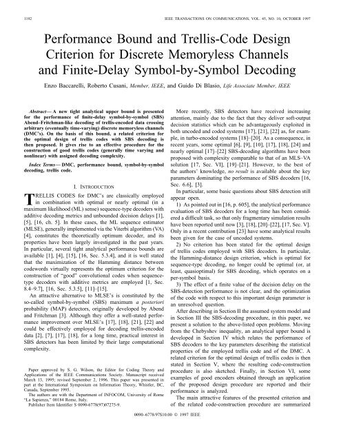 Performance bound and trellis-code design criterion for discrete ...