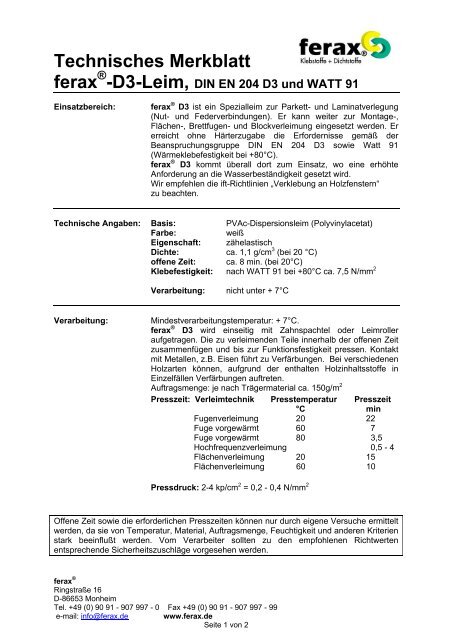 Technisches Datenblatt - 1aSchrauben.de