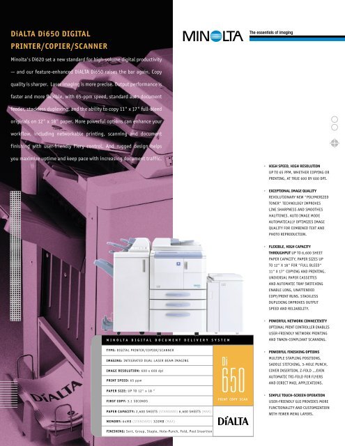 DiALTA Di650 DIGITAL PRINTER/COPIER/SCANNER