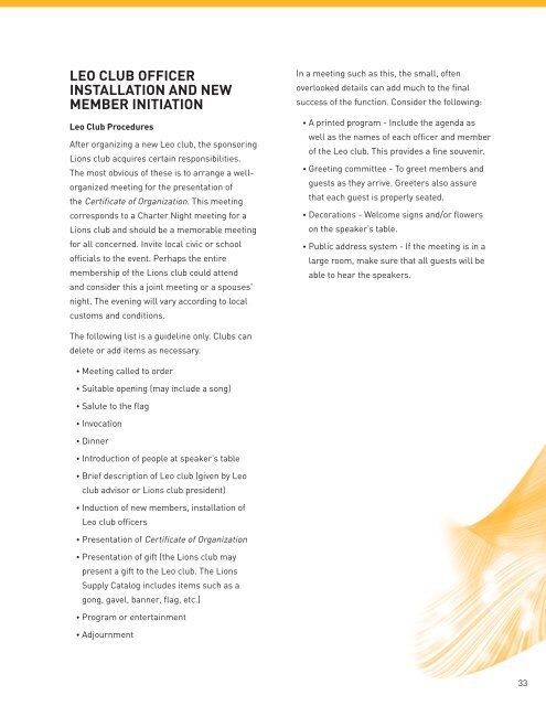 LEO CLUB OFFICER INSTALLATION AND NEW ... - E-district.org