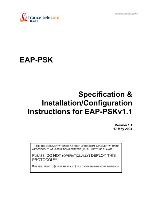 EAP-PSK Specification & Installation ... - France Telecom